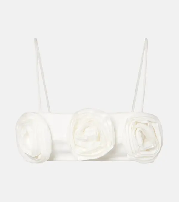 ADRIANA DEGREAS Floral-appliqué Bandeau Top - White
