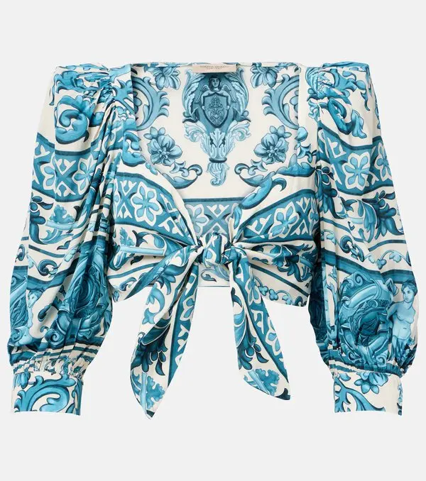 ADRIANA DEGREAS Printed Crop Top - Blue