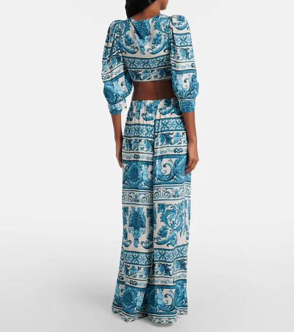 ADRIANA DEGREAS Printed Crop Top - Blue