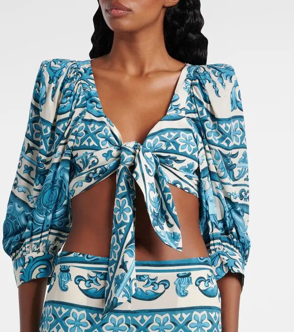 ADRIANA DEGREAS Printed Crop Top - Blue