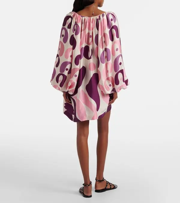 ADRIANA DEGREAS Printed Satin Mini Dress