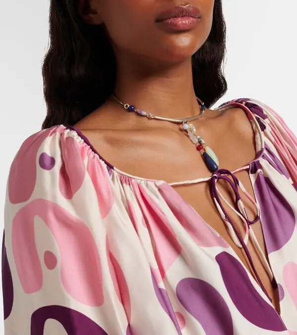 ADRIANA DEGREAS Printed Satin Mini Dress