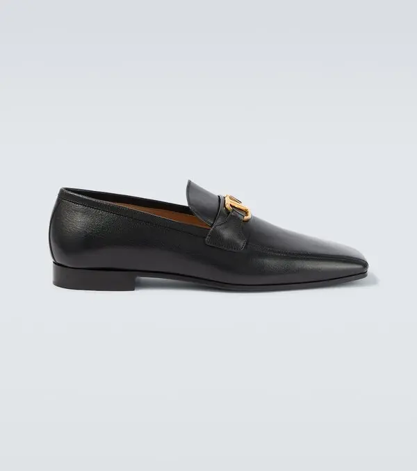 Valentino Garavani Vlogo Leather Loafers - Black