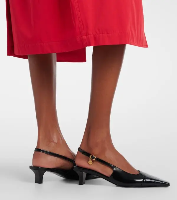TOD'S Croc-effect Patent Leather Slingback Pumps - Black