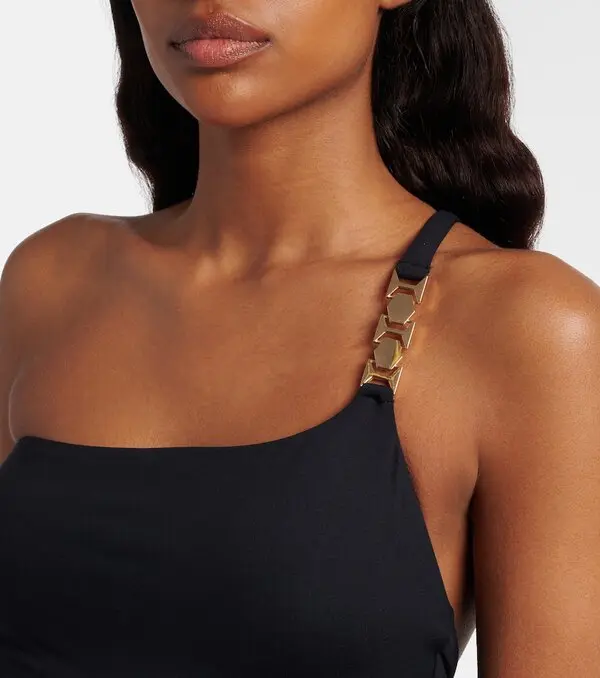 Melissa Odabash One-shoulder Embellished Swimsuit - Black