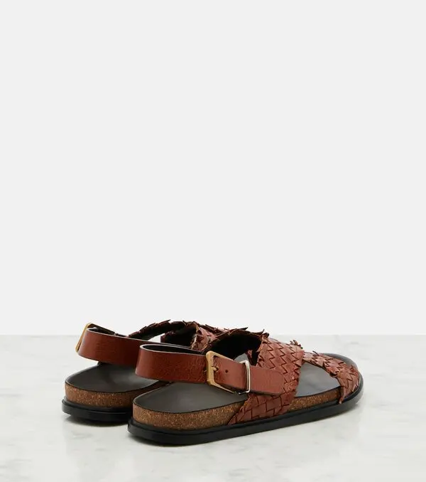 THE ROW Buckle Woven Leather Sandals