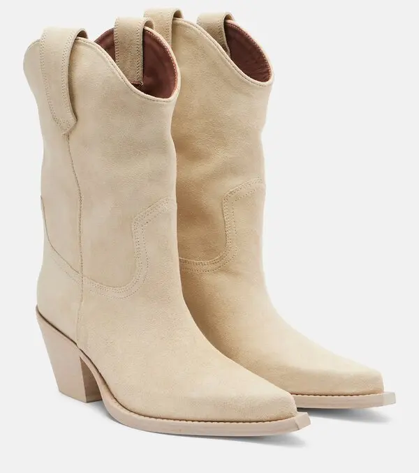 Paris Texas Dakota Suede Ankle Boots - Beige