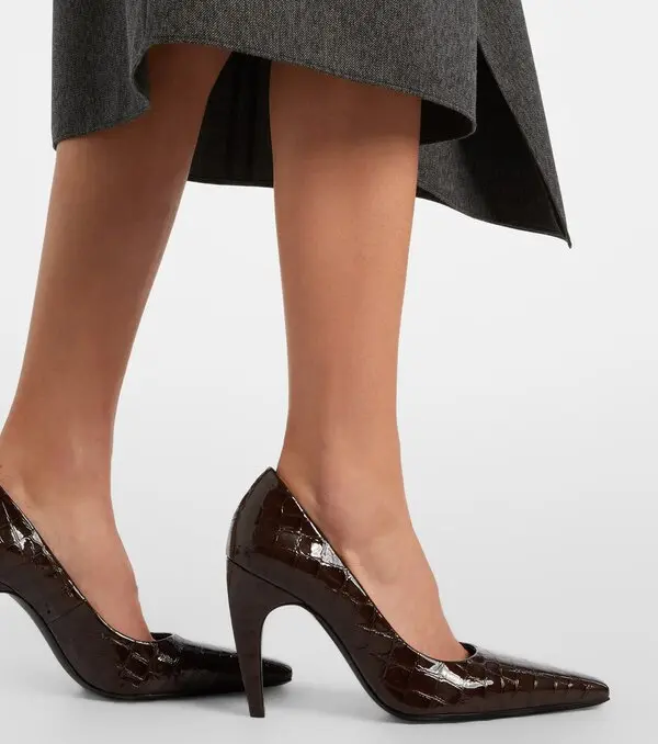 JUDE Fame 105 Croc-embossed Leather Pumps - Brown