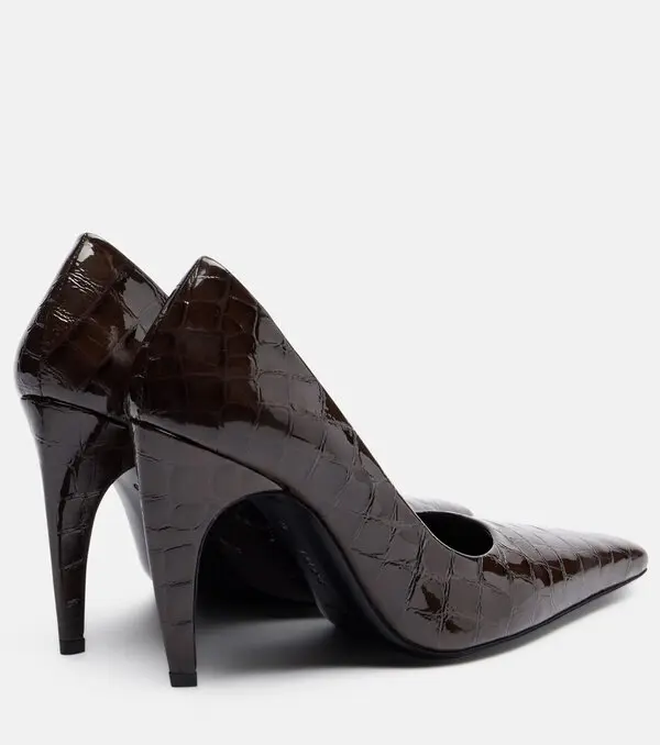 JUDE Fame 105 Croc-embossed Leather Pumps - Brown