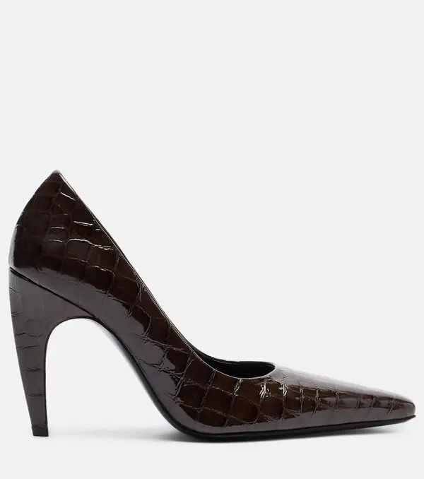 JUDE Fame 105 Croc-embossed Leather Pumps - Brown