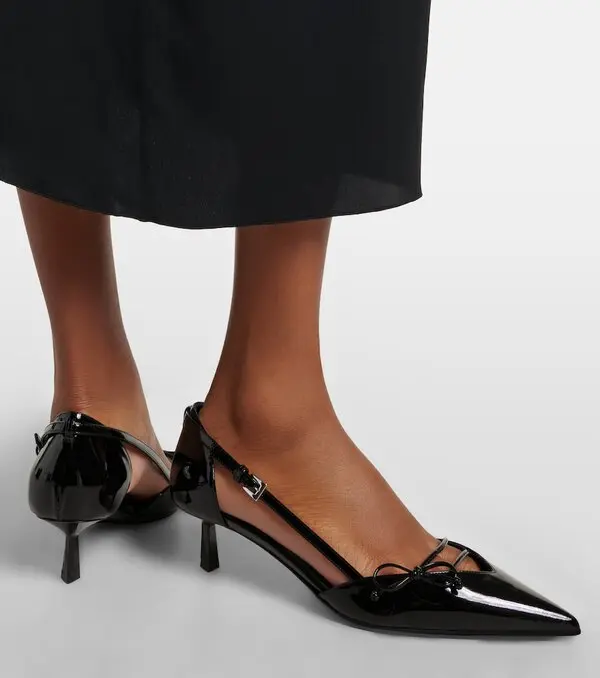 Prada Bow-detail Patent Leather Pumps - Black