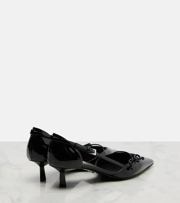 Prada Bow-detail Patent Leather Pumps - Black