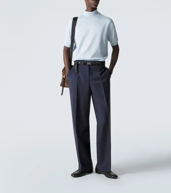 Prada Cotton Turtleneck Sweater - Blue