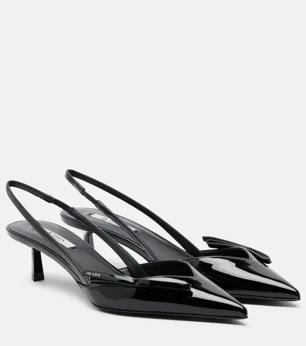 Prada Patent Leather Slingback Pumps - Black
