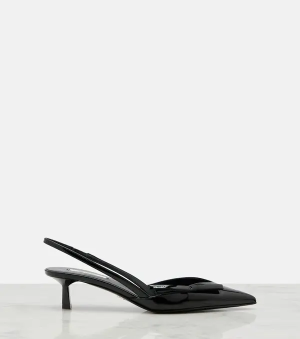 Prada Patent Leather Slingback Pumps - Black