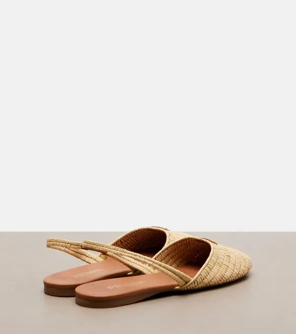 Prada Crochet Slingback Flats - Beige
