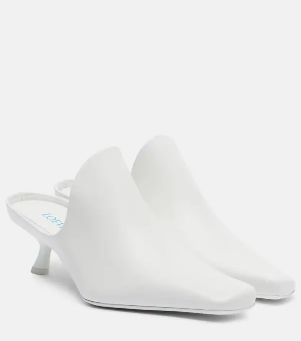 Loewe Emily Leather Mules - White