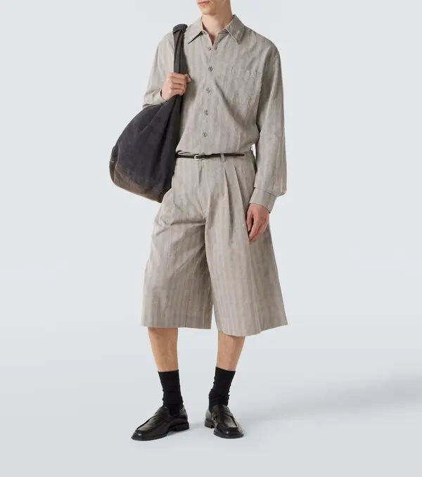 Our Legacy Above Striped Cotton And Linen-blend Shirt - Grey