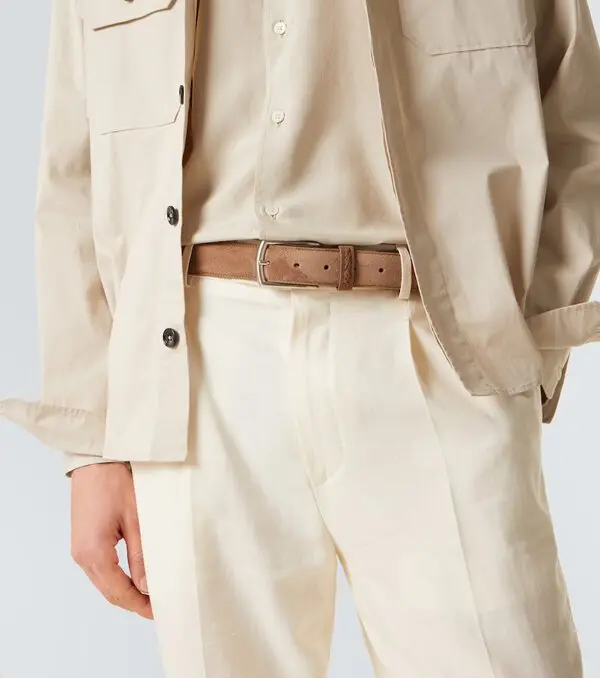 Zegna Triple Stitch Suede Belt
