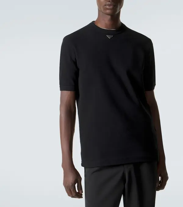 Prada Logo Cotton T-shirt - Black