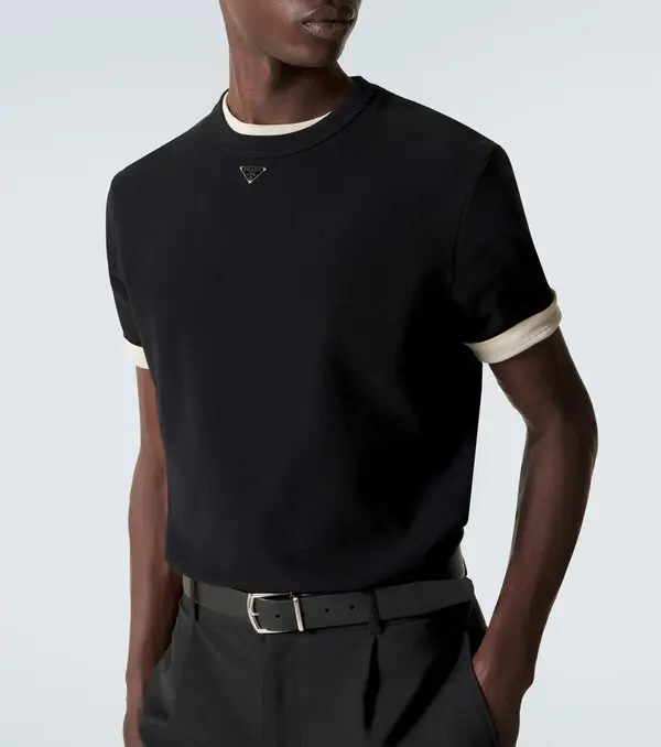 Prada Logo Cotton T-shirt - Black