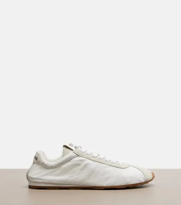 Miu Miu Plume Suede-trimmed Sneakers - White