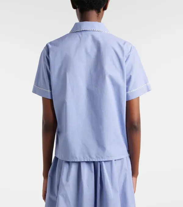 Miu Miu Gingham Lace-trimmed Cotton Poplin Shirt