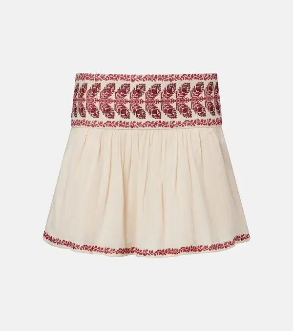 MARANT ETOILE Embroidered Cotton Mini Skirt - Beige
