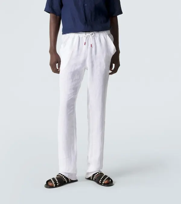 Kiton Linen Slim Pants - White