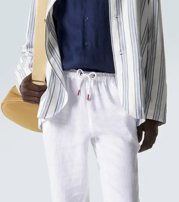 Kiton Linen Slim Pants - White