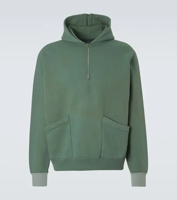 A.PRESSE Vintage Cotton Jersey Half-zip Hoodie