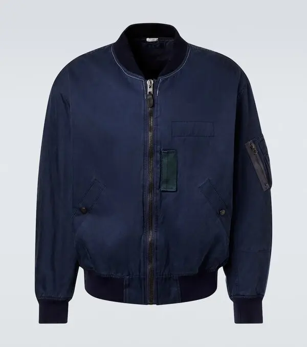 A.PRESSE Vintage Silk And Cotton Bomber Jacket - Blue