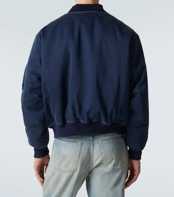 A.PRESSE Vintage Silk And Cotton Bomber Jacket - Blue