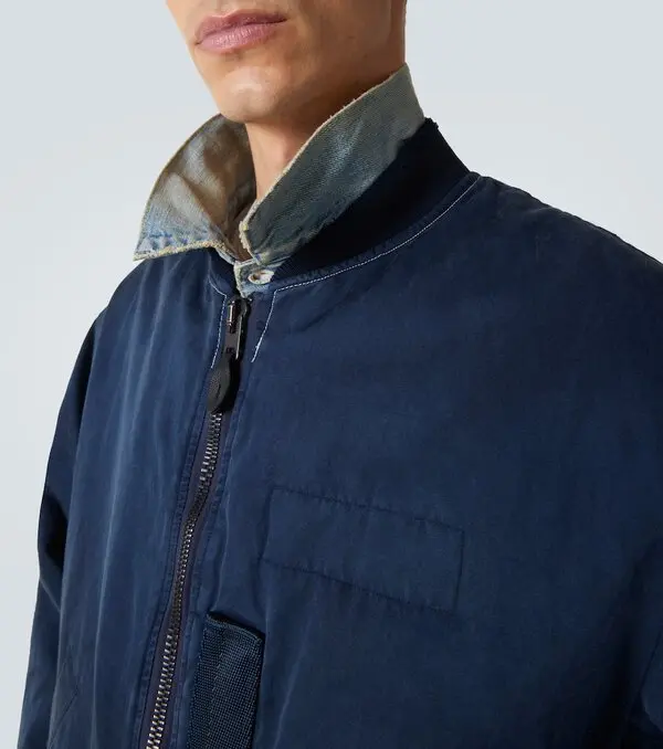 A.PRESSE Vintage Silk And Cotton Bomber Jacket - Blue
