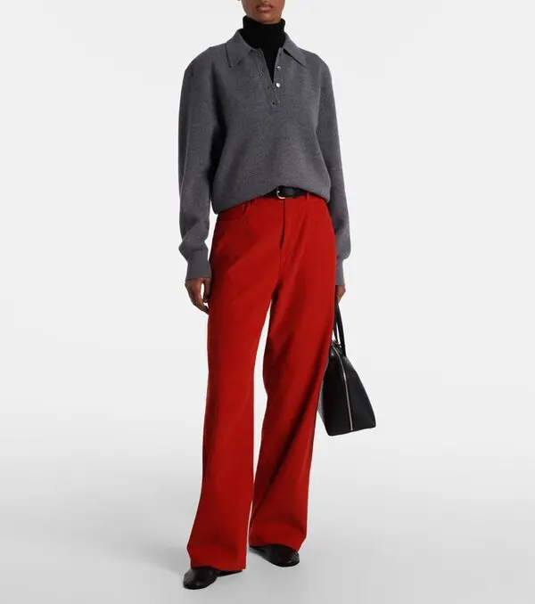 RÓHE Cotton Corduroy Wide-leg Pants - Red