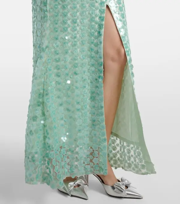 LA FUORI Sequined Caped Open-back Gown