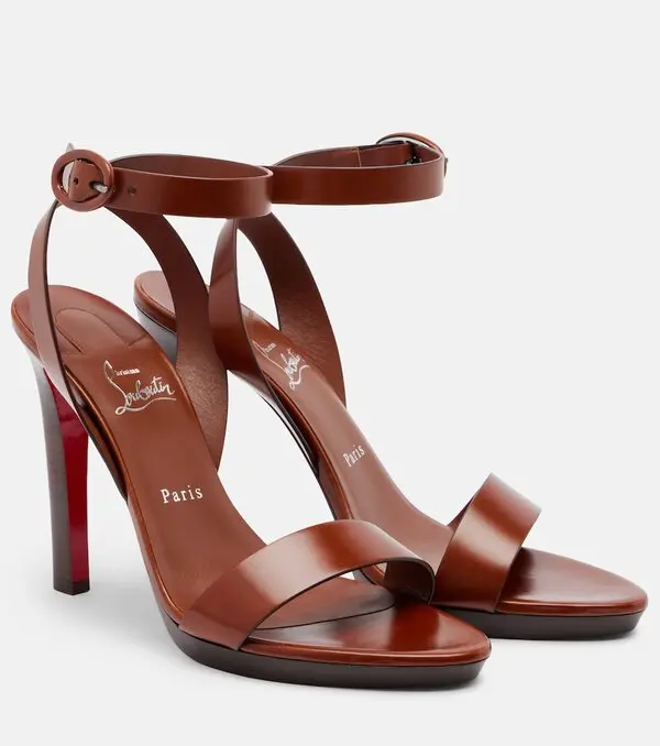 CHRISTIAN LOUBOUTIN Fanny Leather Slingback Sandals - Brown