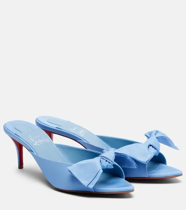 CHRISTIAN LOUBOUTIN Mulazee Bow-detail Silk Taffeta Mules - Blue