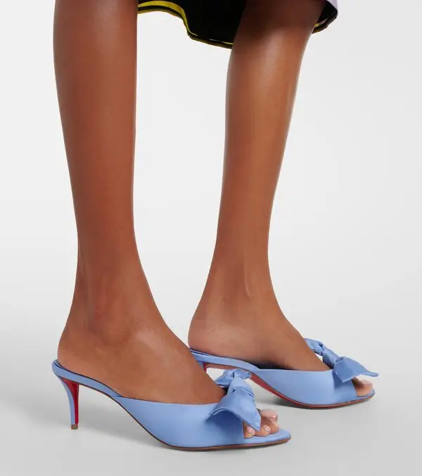 CHRISTIAN LOUBOUTIN Mulazee Bow-detail Silk Taffeta Mules - Blue