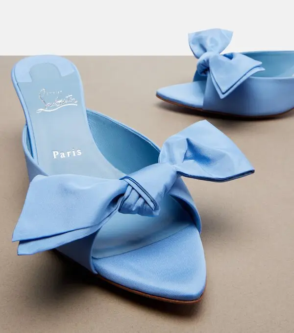 CHRISTIAN LOUBOUTIN Mulazee Bow-detail Silk Taffeta Mules - Blue