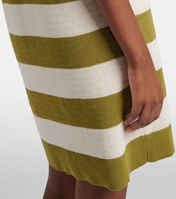 AMI Paris De Cœur Striped Cotton Polo Dress