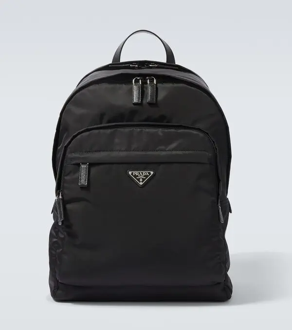 Prada Re-nylon Leather Trimmed Backpack - Black