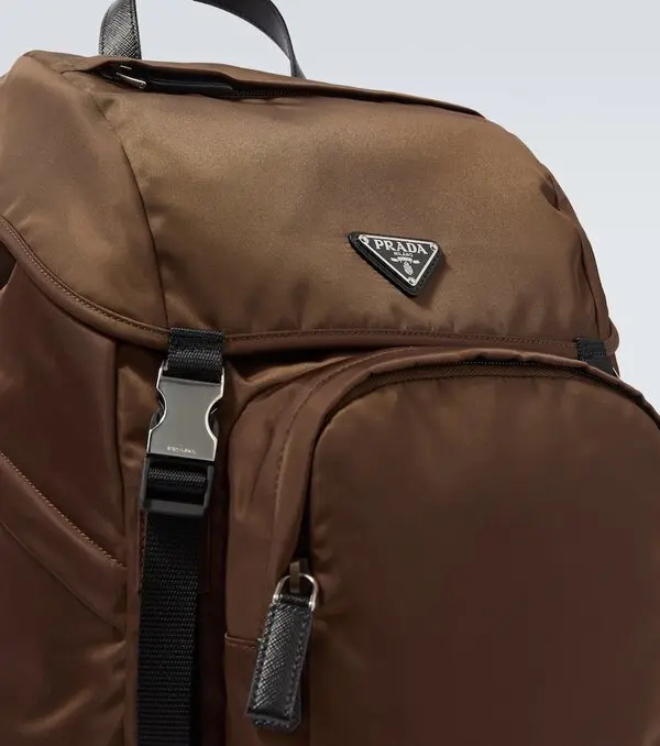 Prada Re-nylon And Leather-trimmed Backpack - Brown
