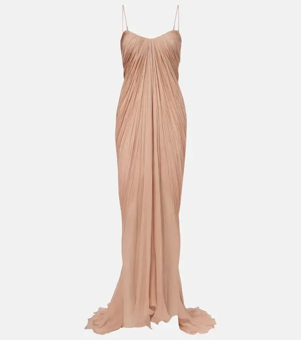 MARIA LUCIA HOHAN Victoria Draped Silk Bustier Gown - Pink