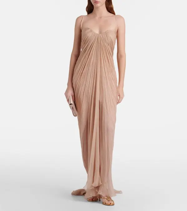 MARIA LUCIA HOHAN Victoria Draped Silk Bustier Gown