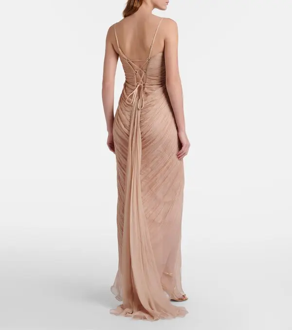 MARIA LUCIA HOHAN Victoria Draped Silk Bustier Gown