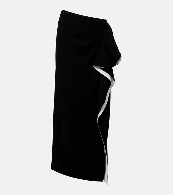 Proenza Schouler Cella Ruffled Crêpe Maxi Skirt - Black