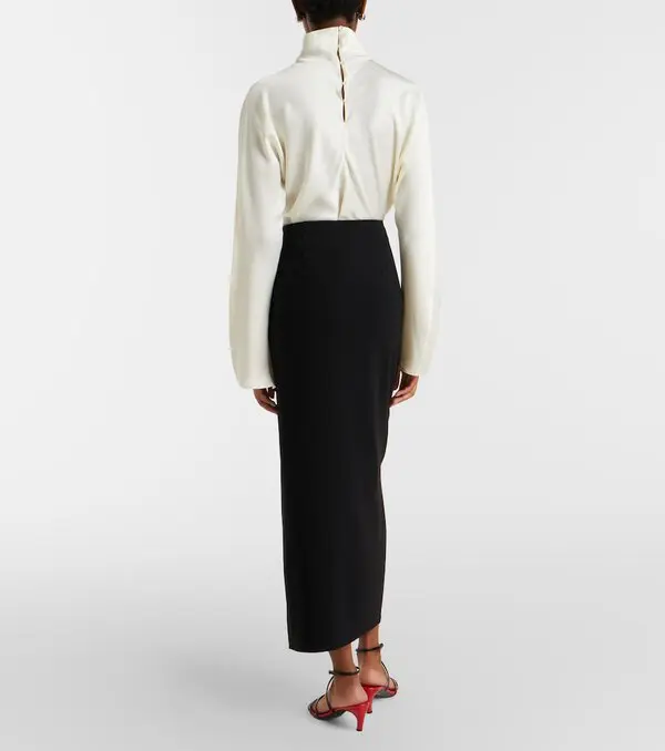 Proenza Schouler Cella Ruffled Crêpe Maxi Skirt - Black