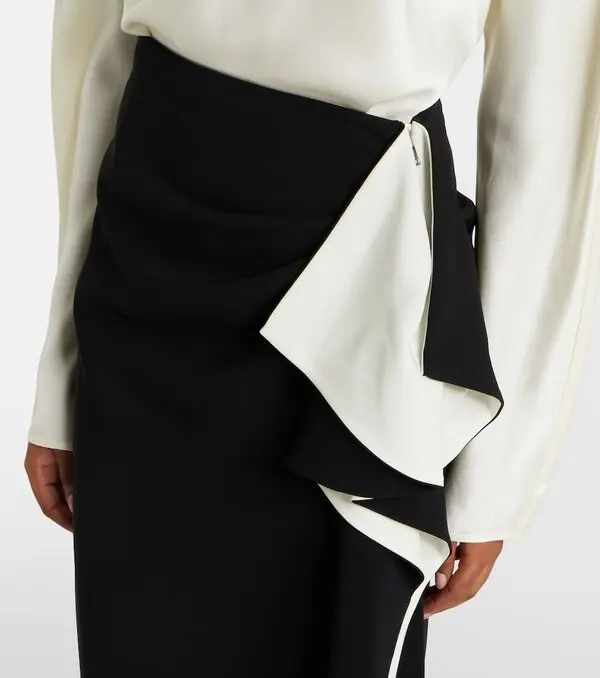 Proenza Schouler Cella Ruffled Crêpe Maxi Skirt - Black