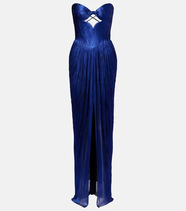 MARIA LUCIA HOHAN Stephanie Silk Tulle Bustier Gown In Galaxy - Blue